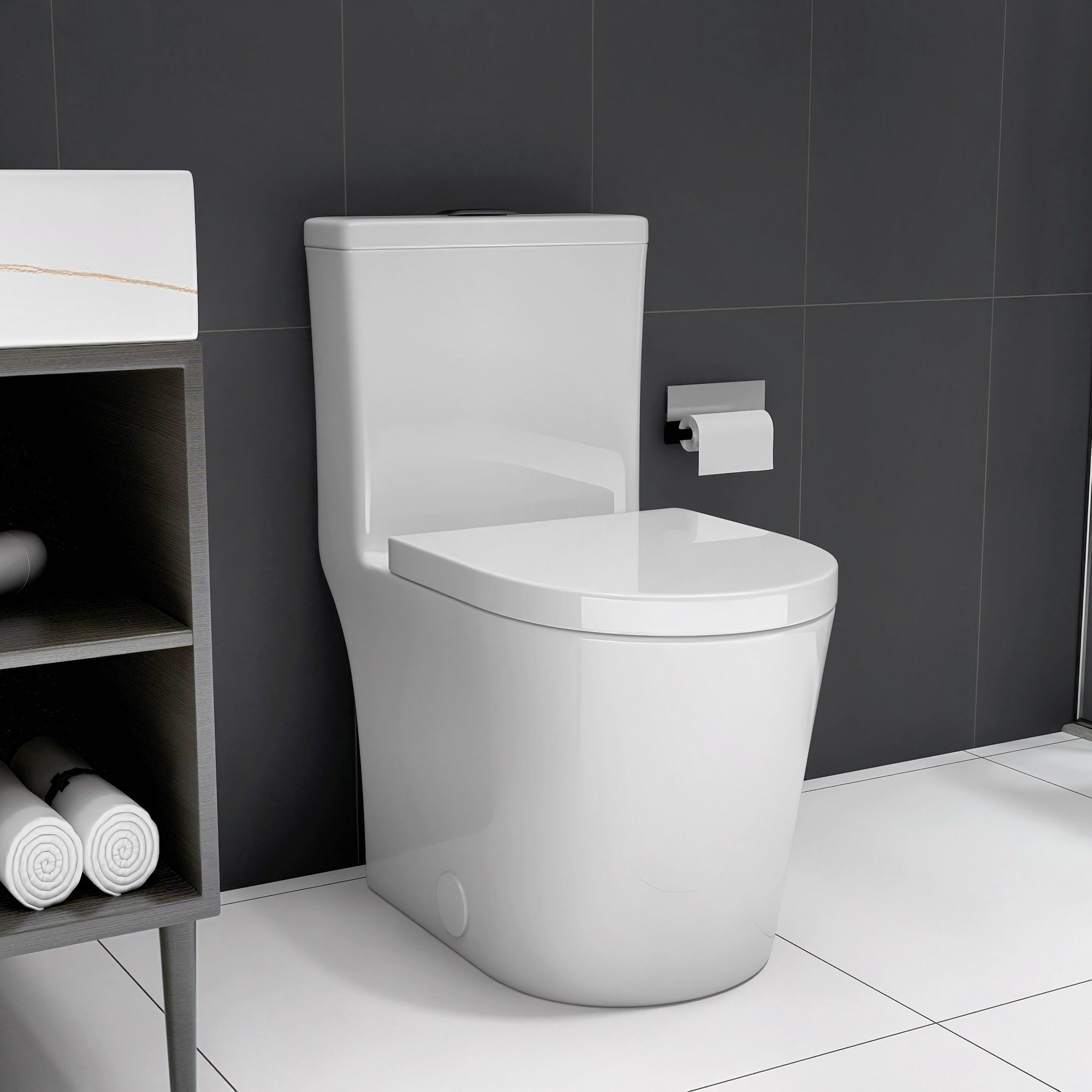 EASTERN FLOORING CENTER, INC. Compact Dual-Flush Toilet for Small ...