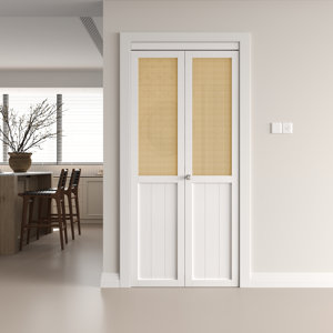 HOZONE Solid Manufactured Wood and Imitation rattan hand-woven Bi-fold ...