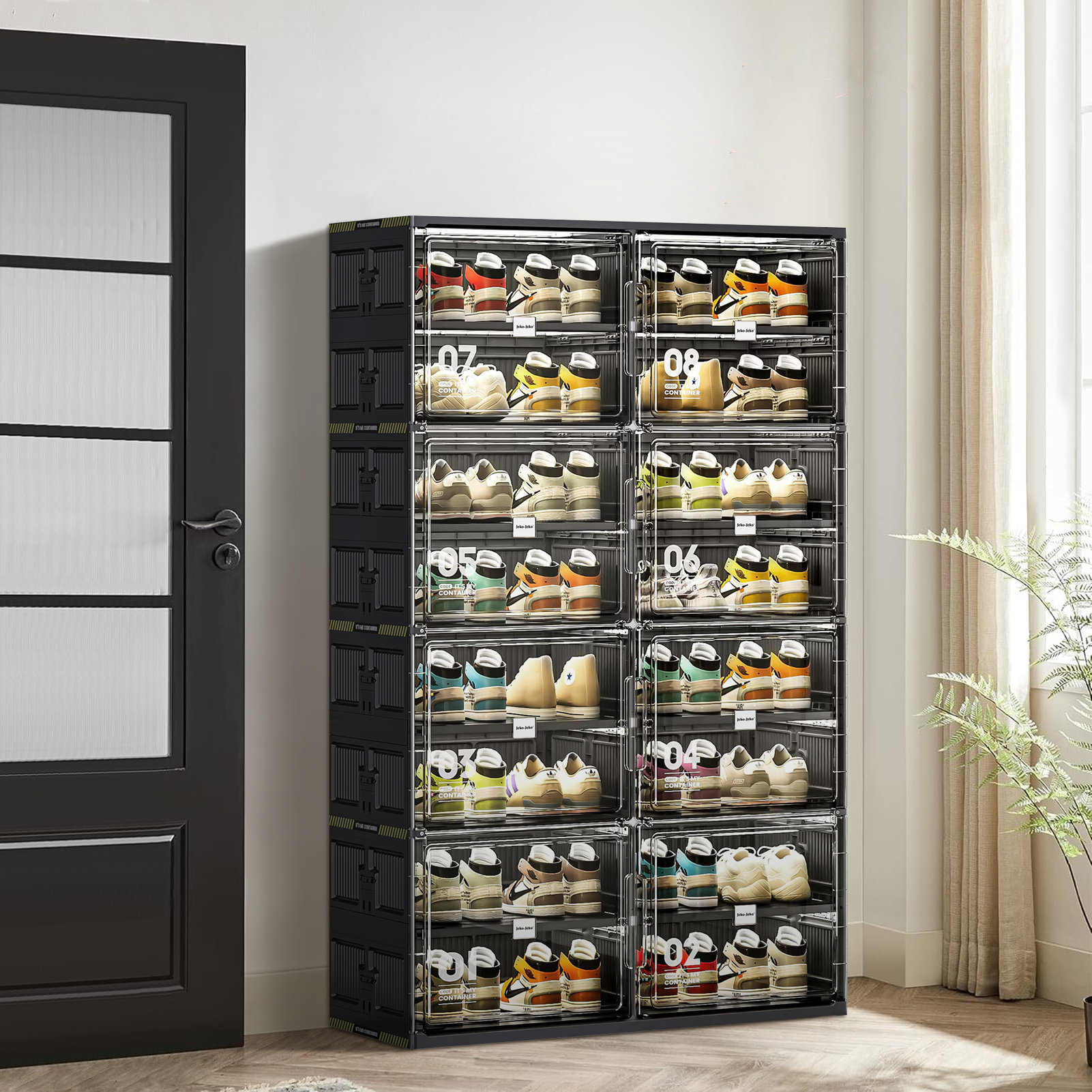 Rebrilliant 8 Tiers 32 Pairs Hard Plastic Shoe Storage Organizer ...