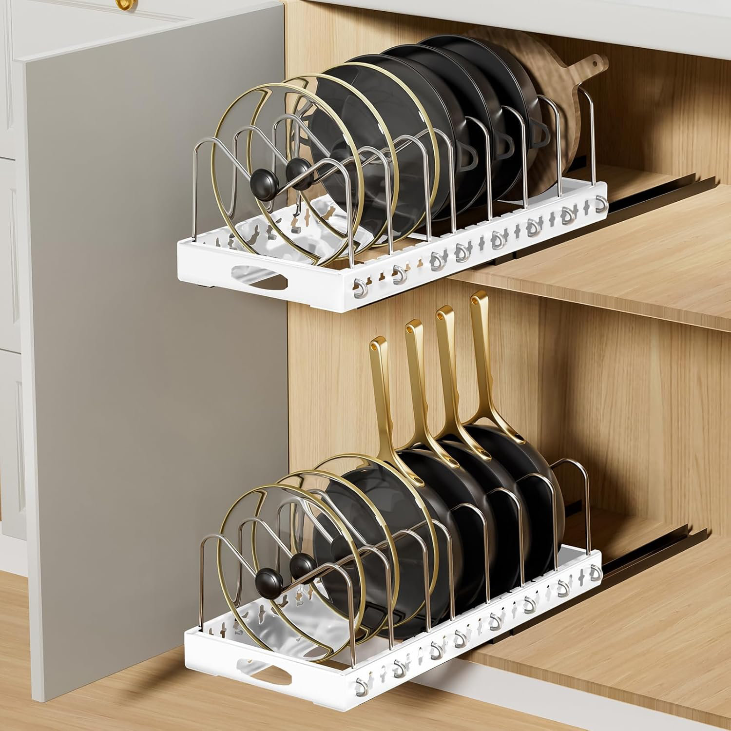 Mint Pantry® White Pull Out Pots And Pans Organizer Under Cabinet 2 ...