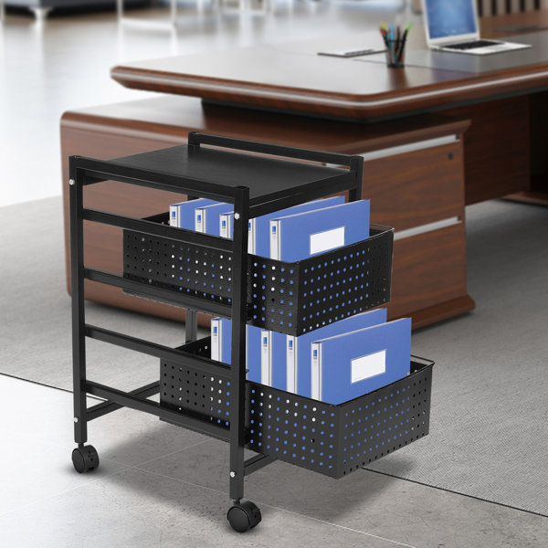Lomana 2-Tiermodern Black Rectangle File Storage Drawer Carts Carbon ...