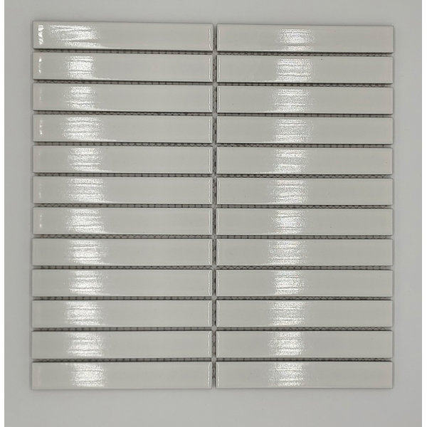 TheMosaicFactory 6" x 1" Straight Edge Porcelain Grid Mosaic Sheet Tile ...