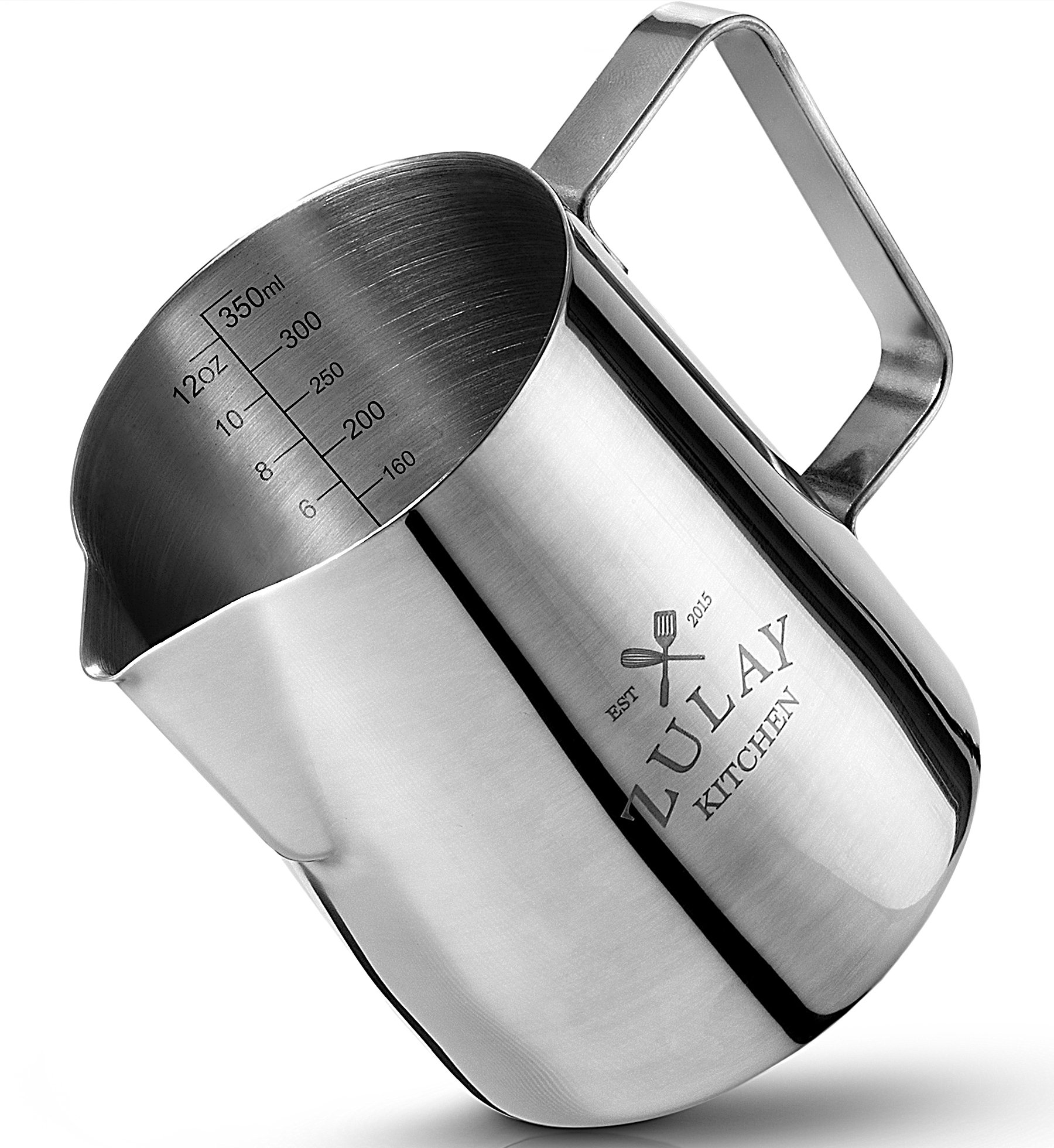 Zulay Kitchen Milk Frothing Pitcher Milk Frother Silver Steamer Cup ...