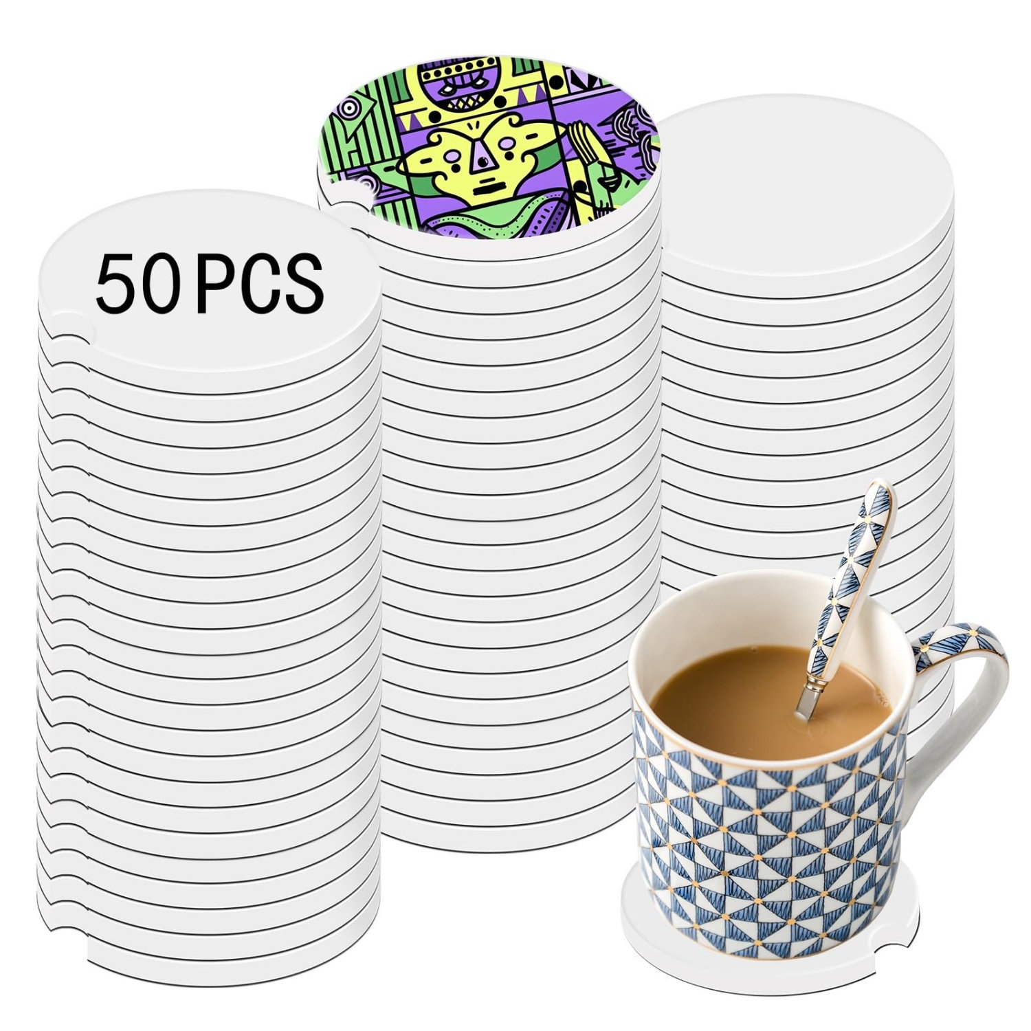 Stack man 50 PCS Ceramic Car Coasters Sublimation Blanks Bulk,Car ...