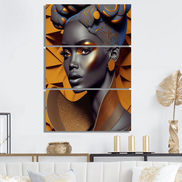 Dakota Fields Exquiste African Woman Design I On Canvas 3 Pieces Print ...