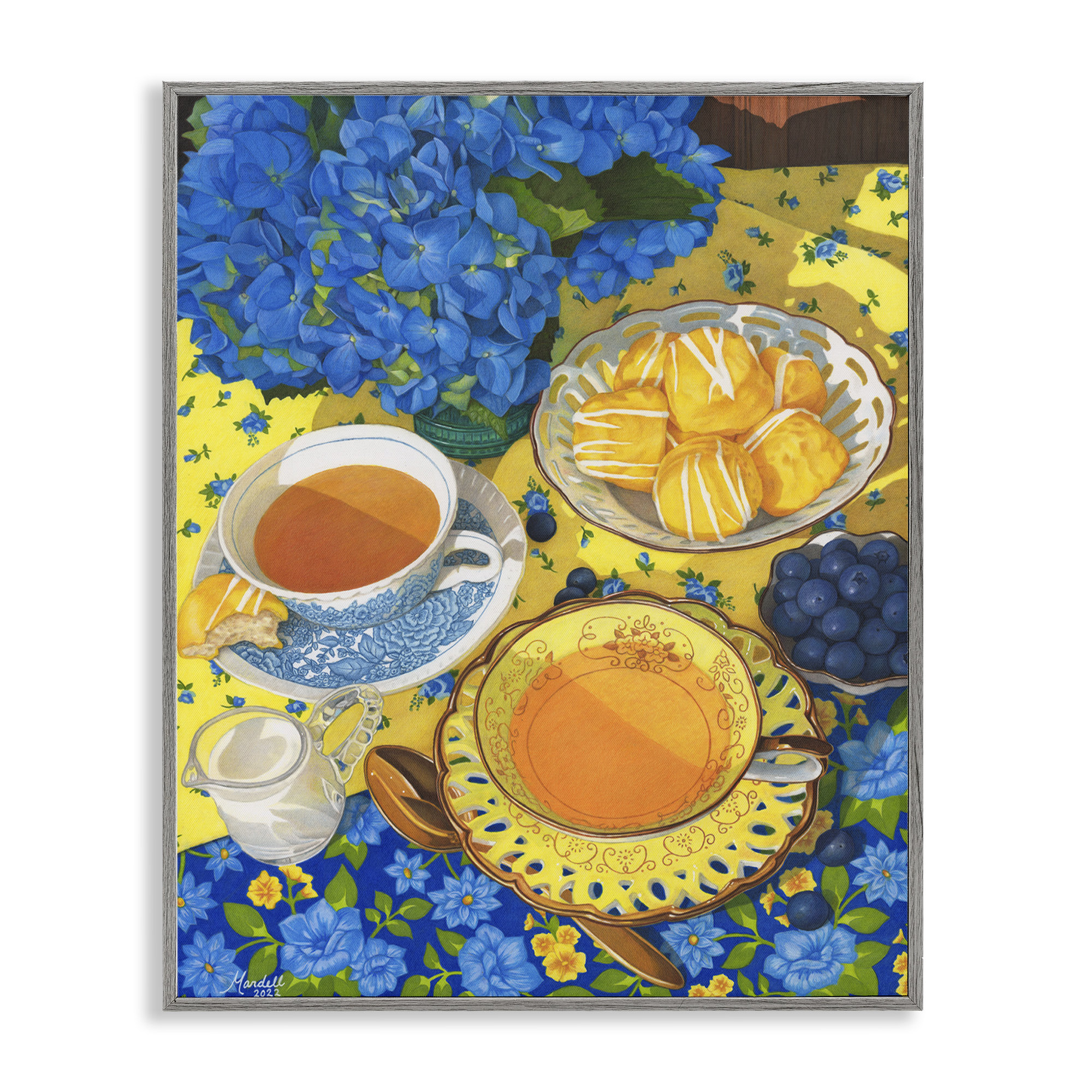 Stupell Industries Blue & Yellow Tea Party Art by Mardell Schuster ...