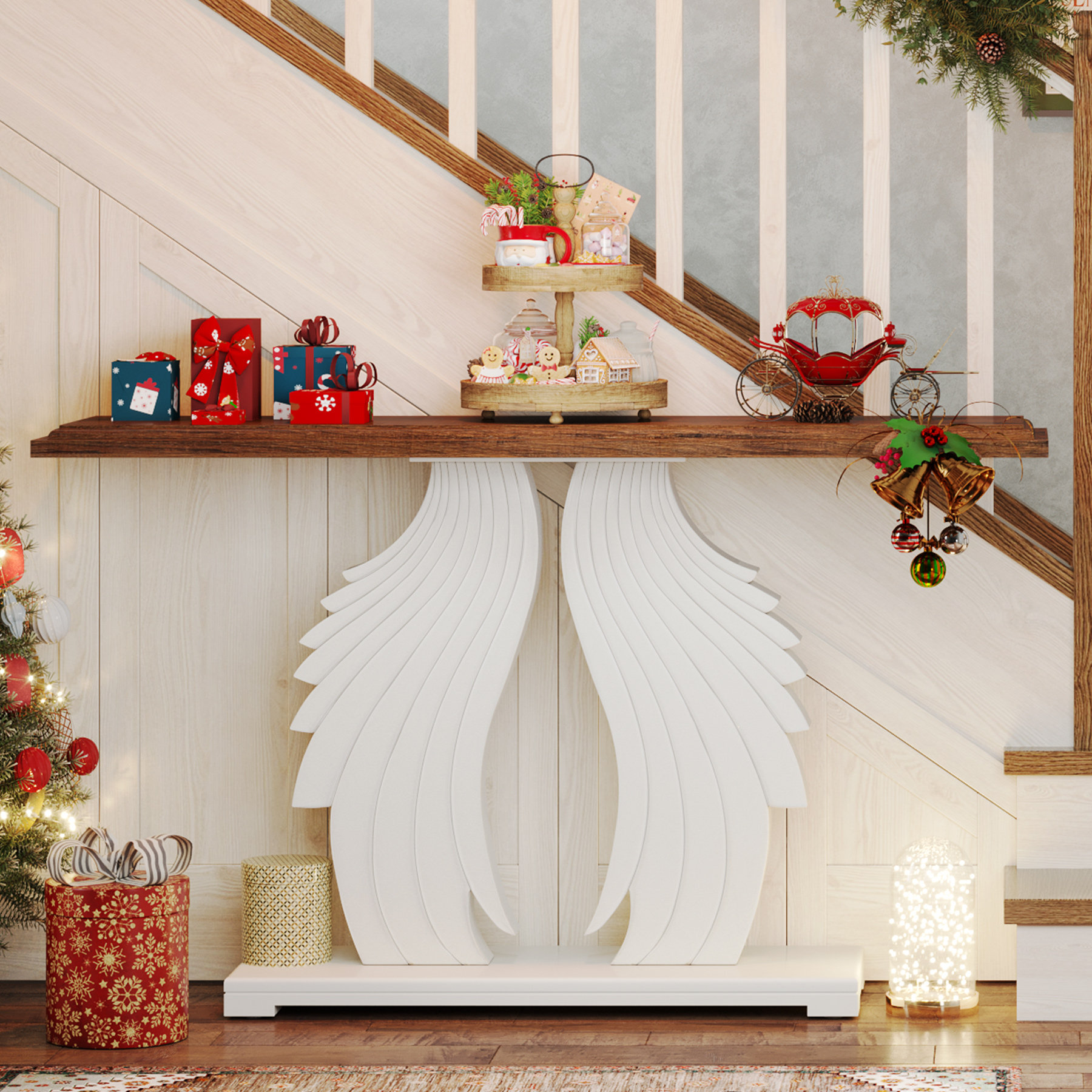 Ophelia & Co. 47" Farmhouse Console Entryway Table, Narrow Wood Sofa ...