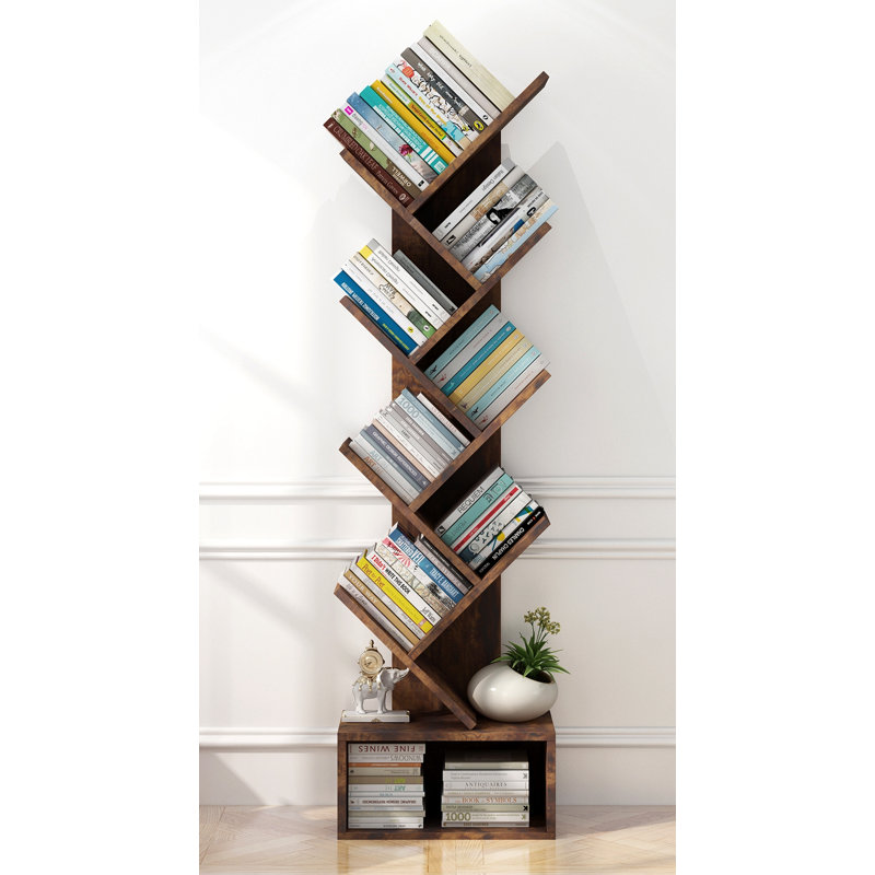 Millwood Pines 8 Tier Tree Wooden Tall Book Shelf, With Storage ...
