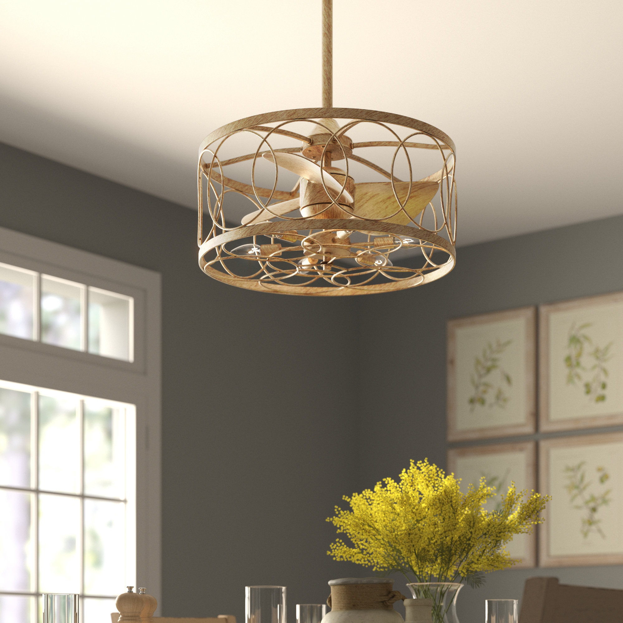 Laurel Foundry Modern Farmhouse® Seay 3 - Blade Caged Ceiling Fan with ...