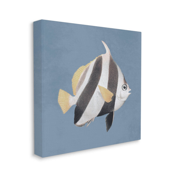Stupell Industries Striped Fish Marine Life Portrait Canvas Wall Art By ...