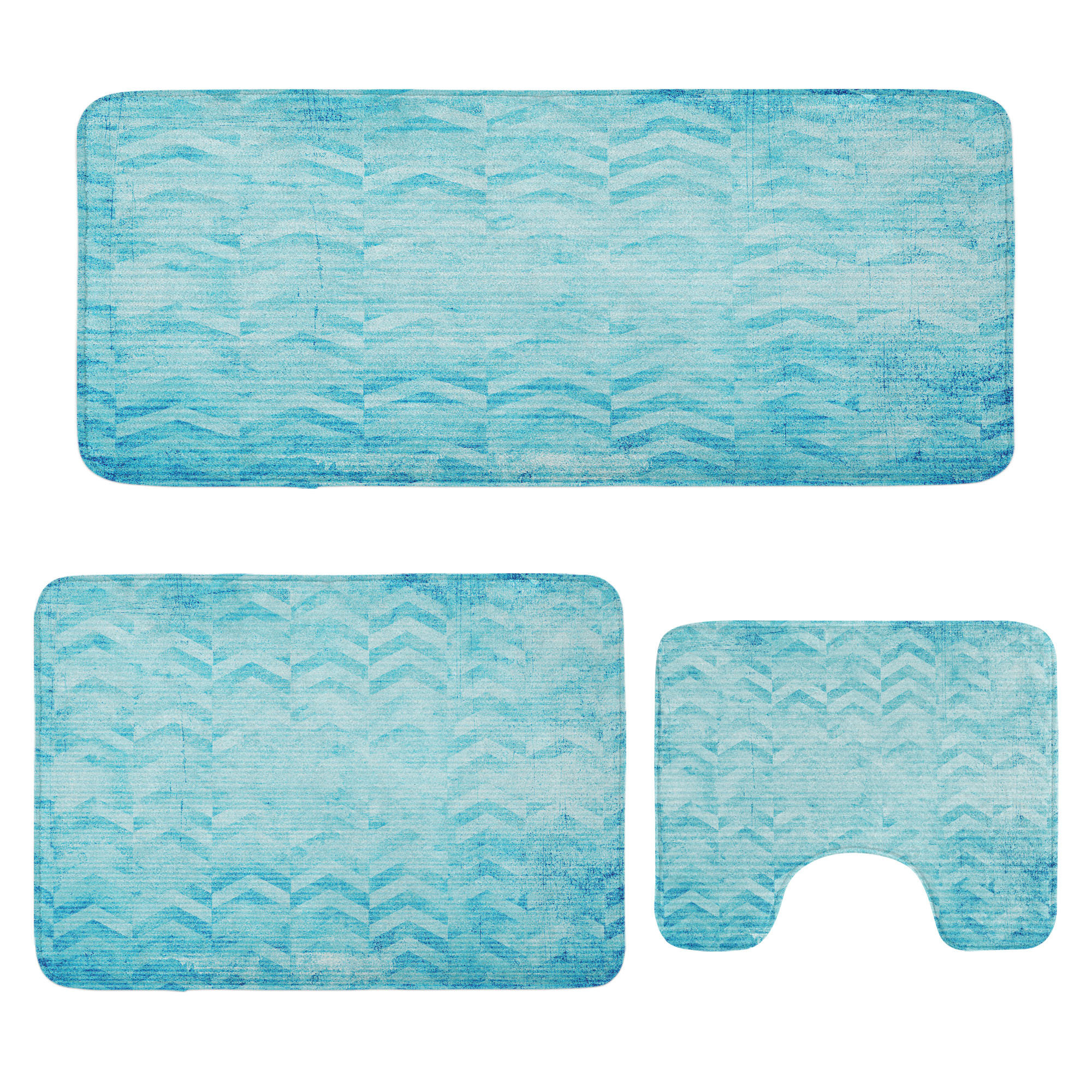 East Urban Home Turquoise Bathroom Rug Set 3 Pieces U-Shape & Rectangle ...
