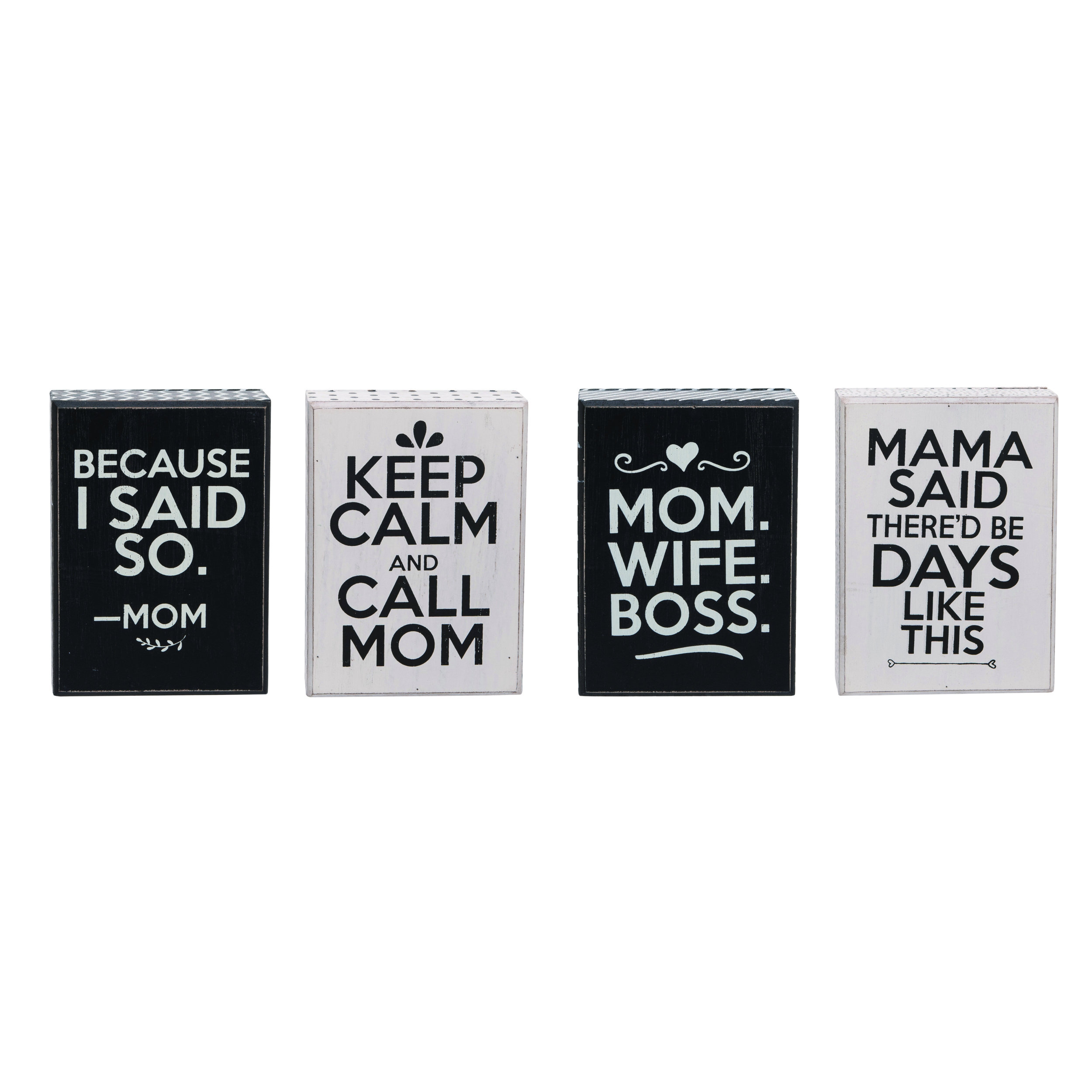 Trinx MDF Blk/Wht Block Decor Set of 4 Spring Home Decorations | Wayfair