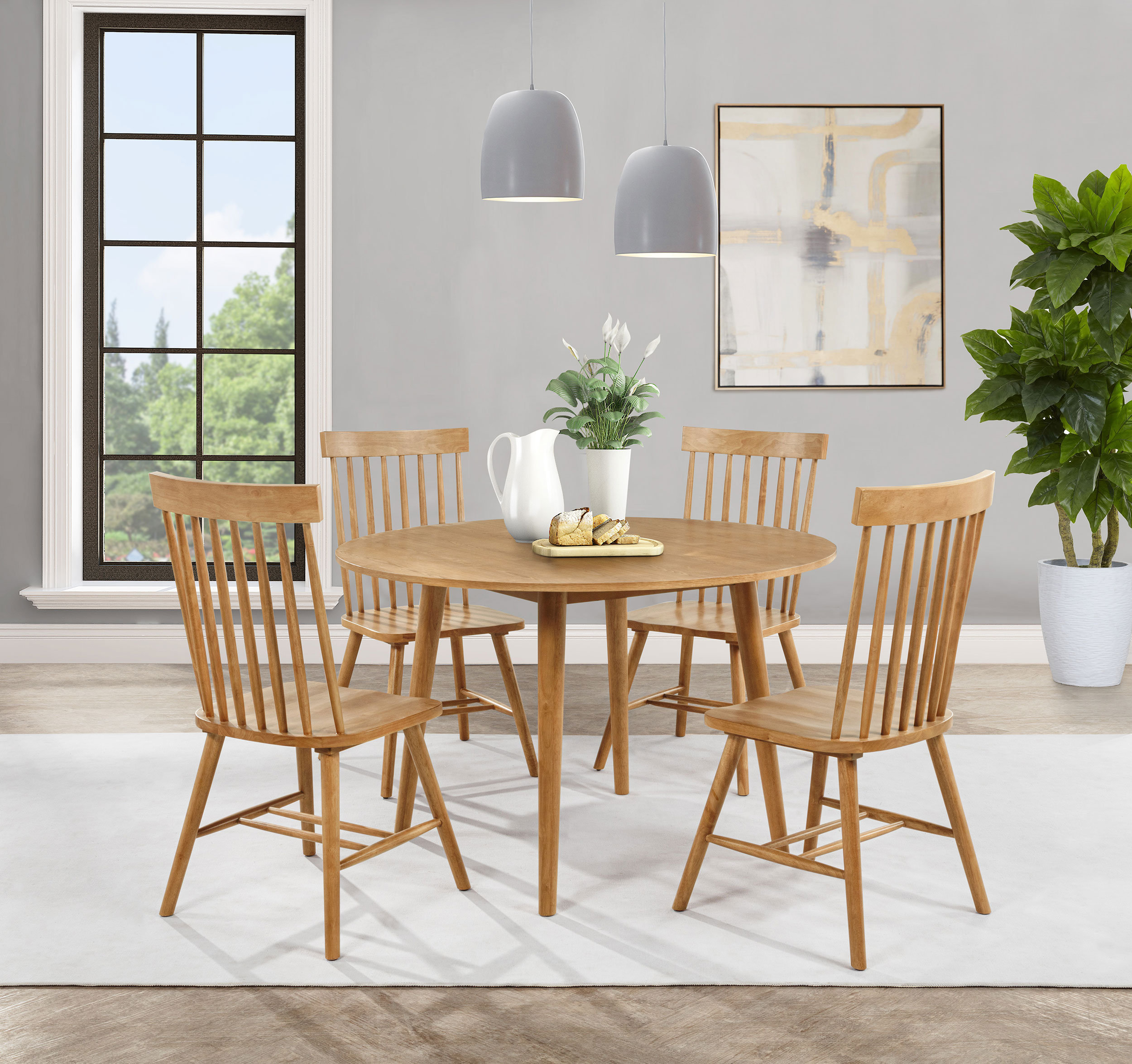 Red Barrel Studio® Andrews 5-Piece Round Wood Dining Room Table Set ...