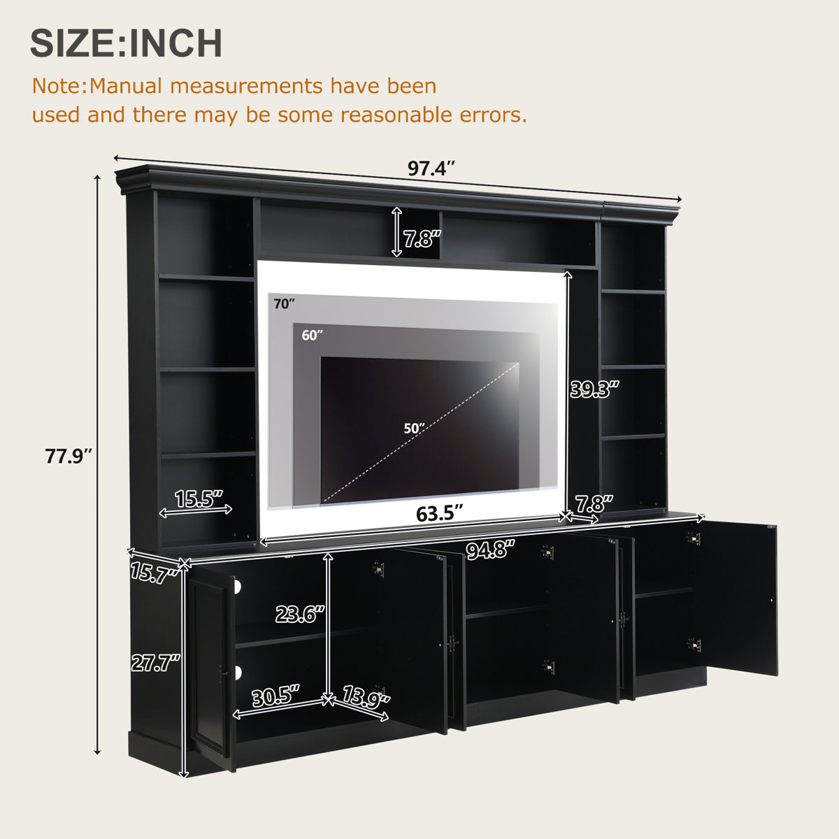 Red Barrel Studio® 97.4" Mid-Century 4-Piece Entertainment Center with ...
