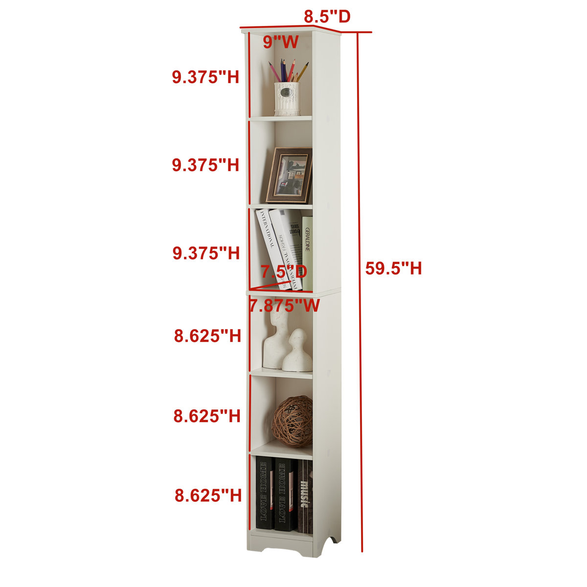 Ebern Designs Auzie 6 -Tier Tall Narrow Storage Shelves Media Bookcase ...