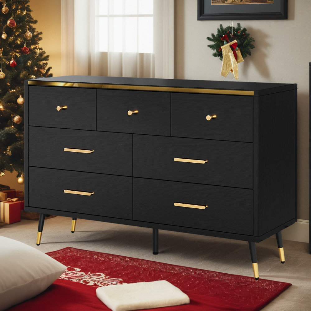 Mercer41 Modern Double Storage Cabinet 7 Drawer Dresser Chests Of ...