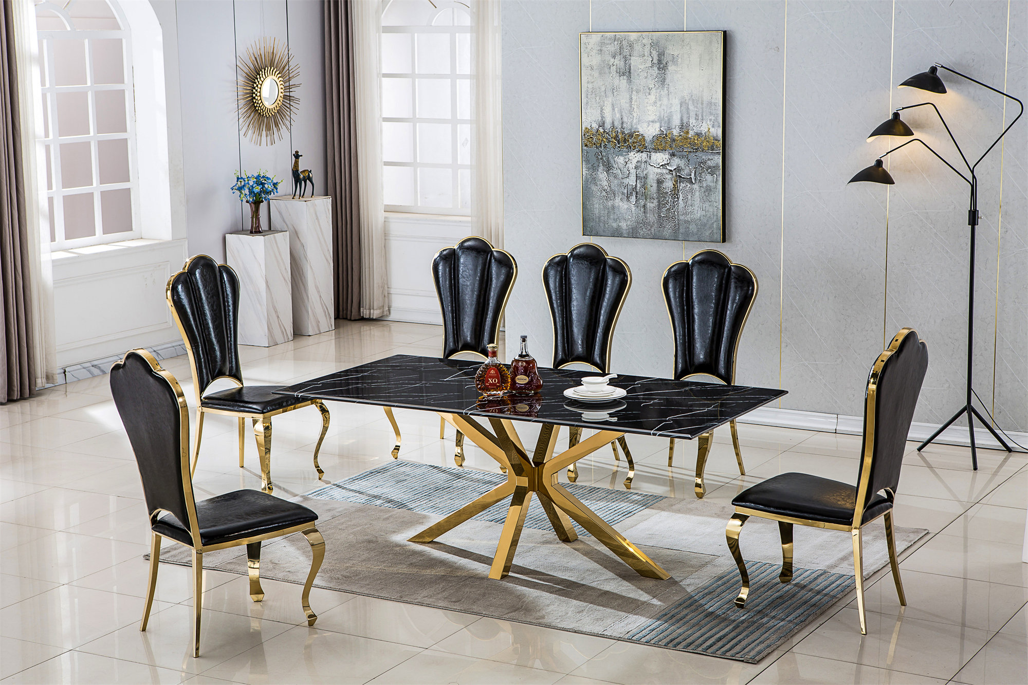 Everly Quinn Modern Rectangular Marble Dining Table,Kitchen Table ...