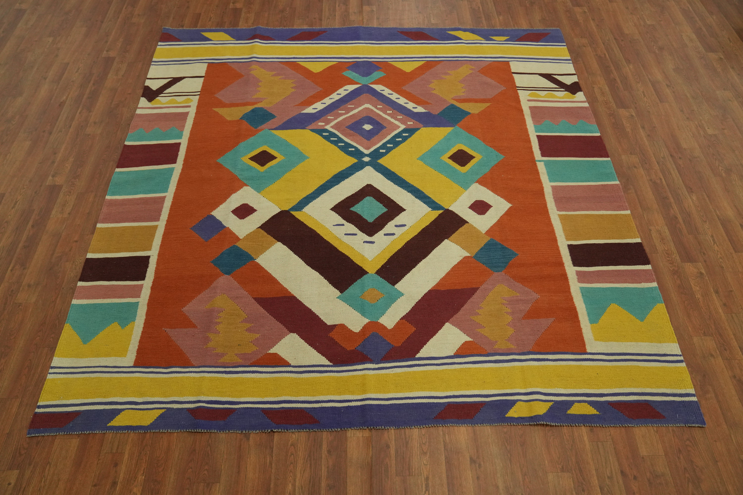 Isabelline Tribal Geometric Kilim Square Area Rug 8x8 | Wayfair