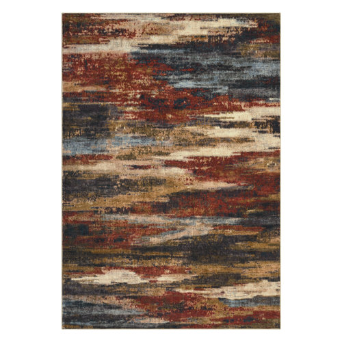 Ebern Designs Randolph Abstract Machine Washable Rug Non-Slip Area Rug ...