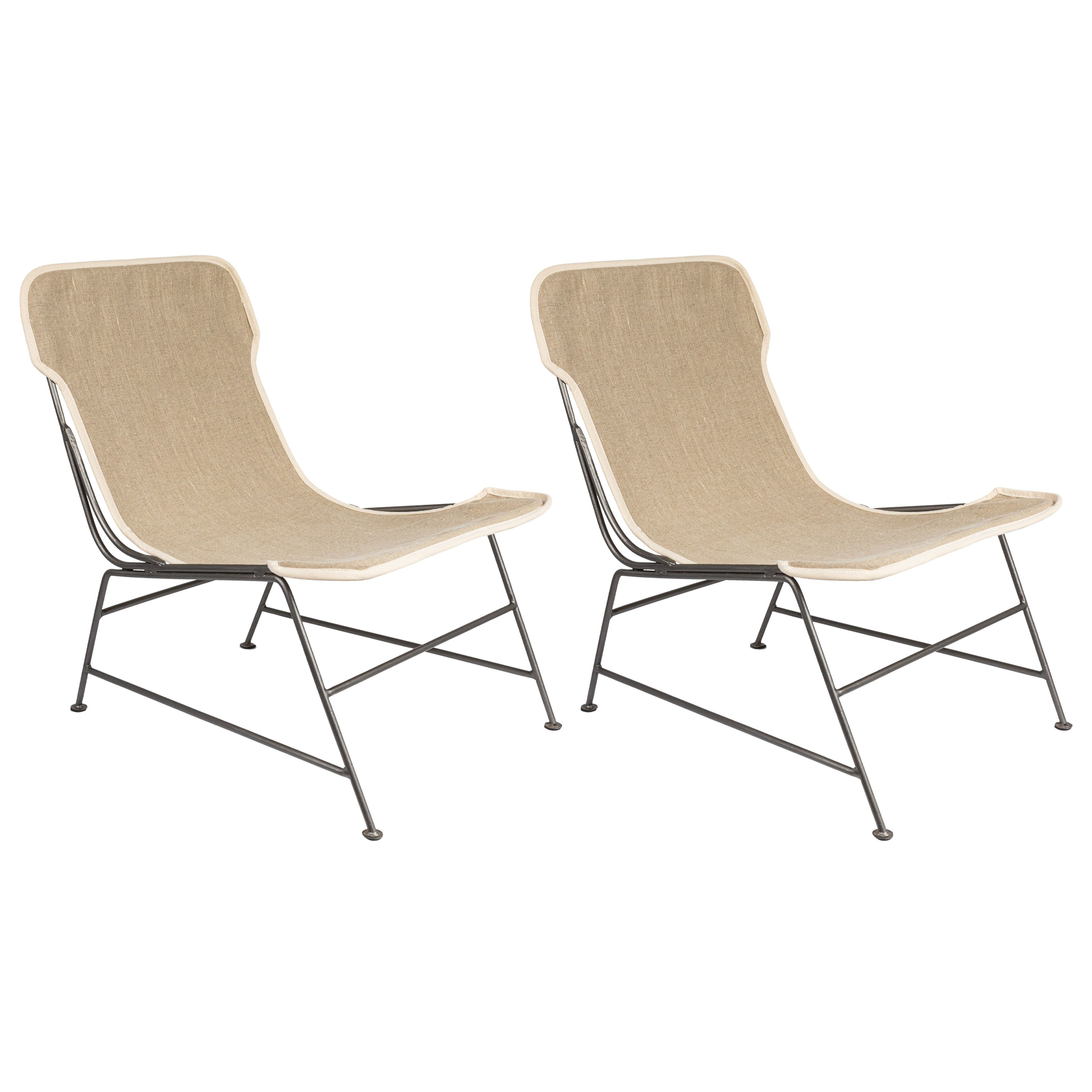 Corrigan Studio® Reclined Canvas Sling Chair With Metal Frame | Wayfair