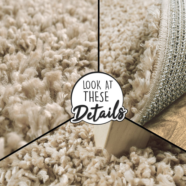 Ebern Designs Alaga Shag Beige Area Rug & Reviews | Wayfair