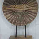 Greyleigh™ 12" Wooden Pinwheel Sculpture - A Natural Brown Circular ...