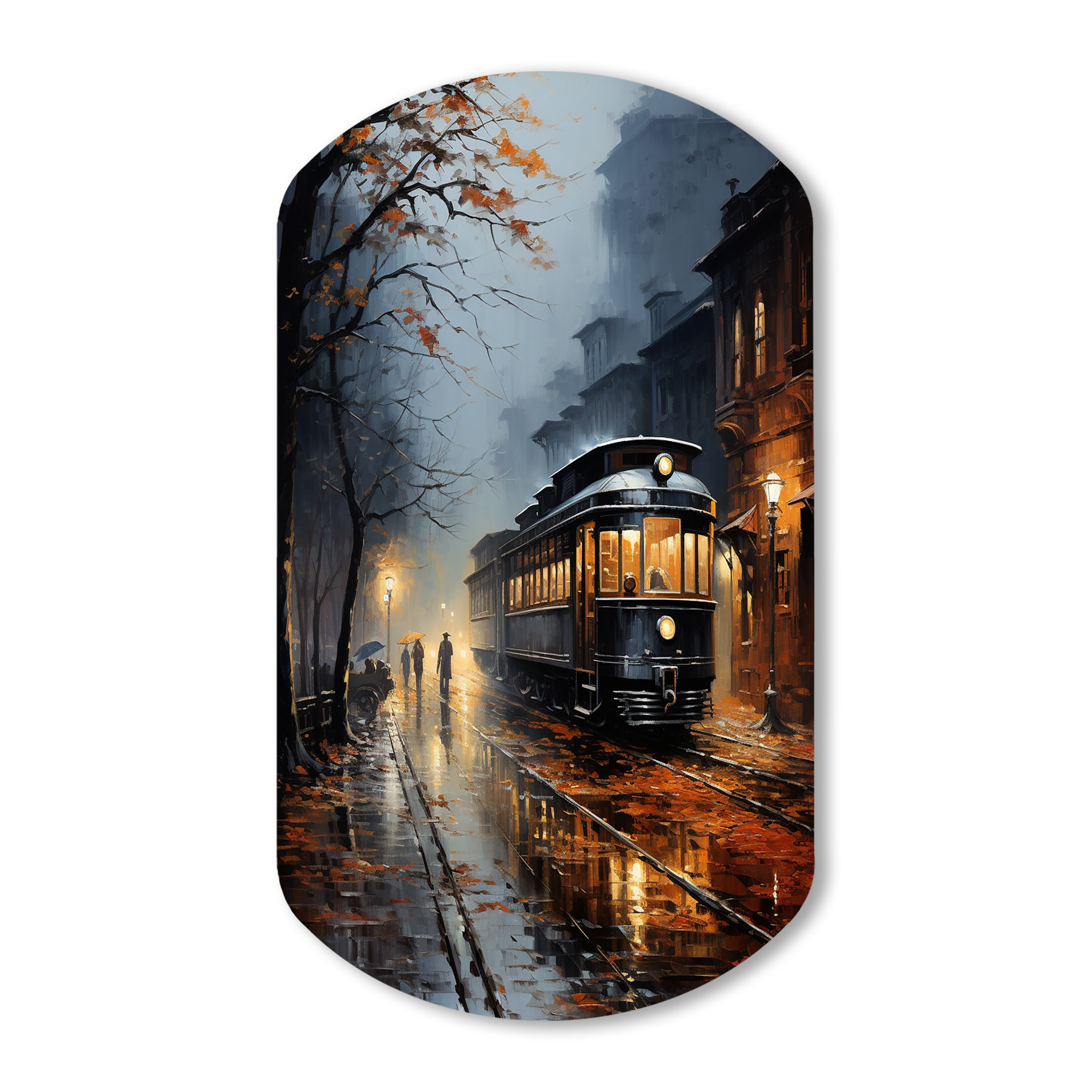 Design Art Train Misty Morning Pointillism I - Train Cylinder Shape ...