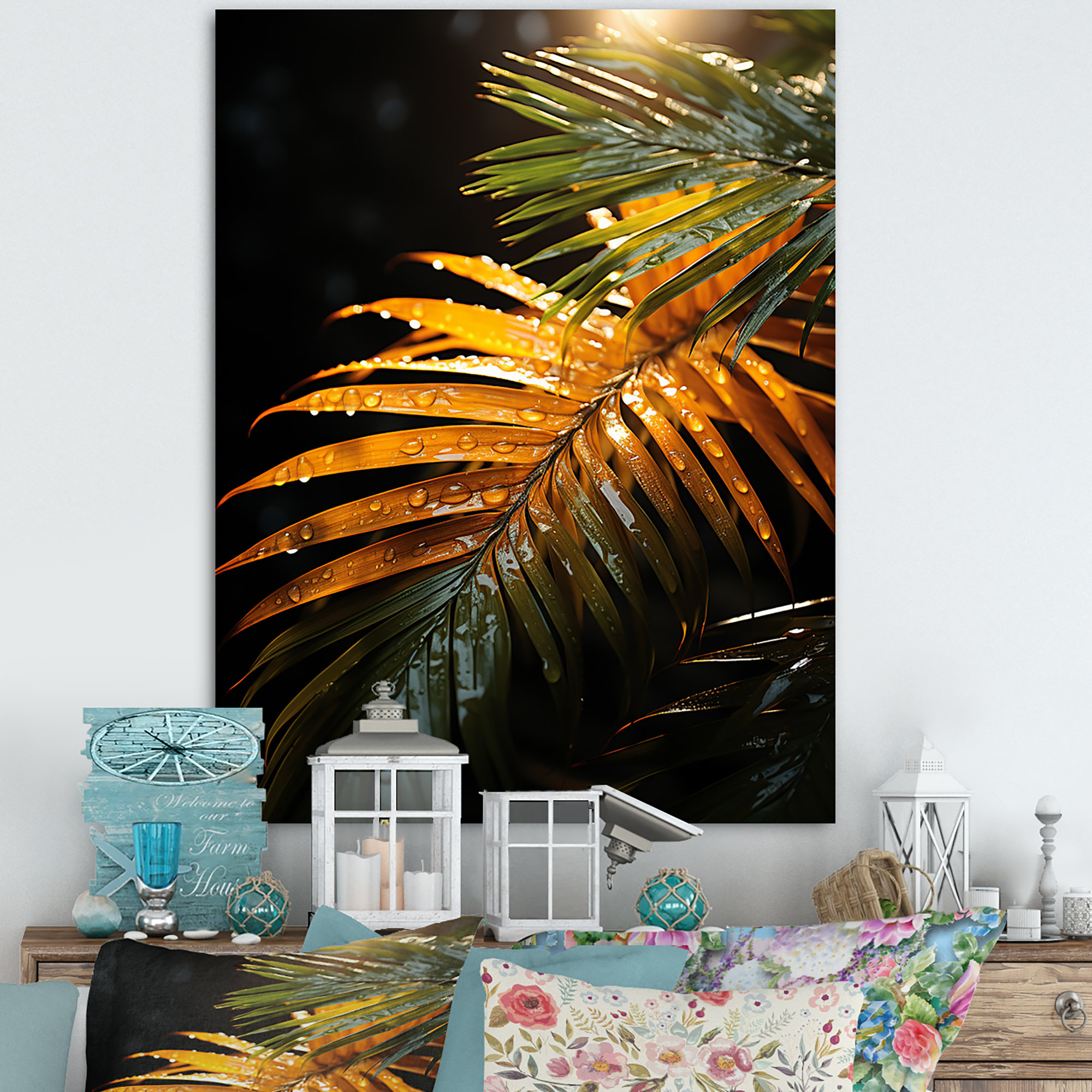 Design Art Sunset Tropical Palm Tree Leaves III On Canvas Print | Wayfair
