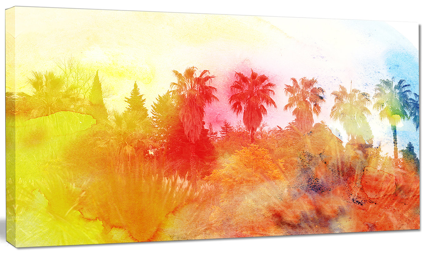 Design Art Abstract Tropical Landscape - Wrapped Canvas Graphic Art ...
