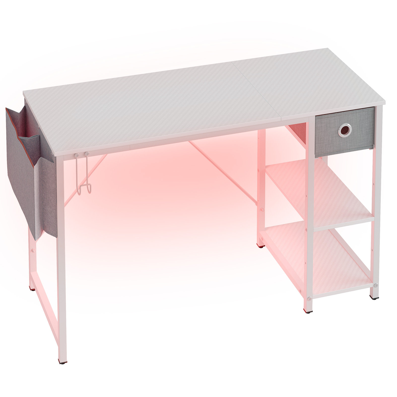 Wrought Studio™ 47 Inch Gaming Desk with LED Lights Small Computer ...