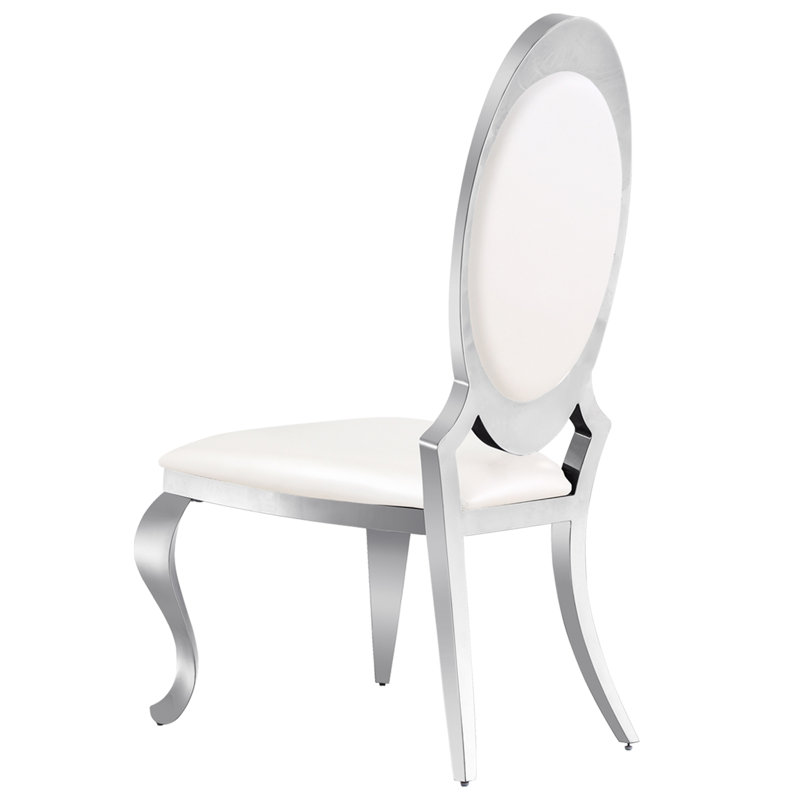 Rosdorf Park Ieso Stainless Steel Parsons Chair in White | Wayfair
