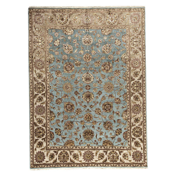 Bokara Rug Co., Inc. High-Quality Hand-Knotted Light Blue/Cream/Brown ...