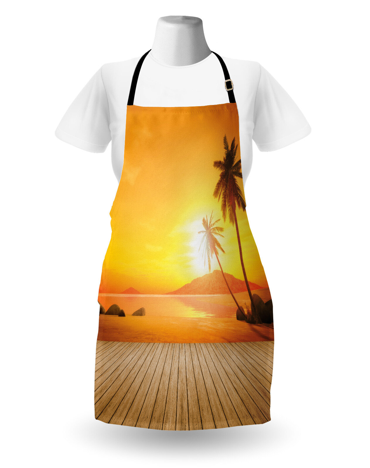 East Urban Home Tropical Apron Unisex Wooden Deck Sunset Adult Size ...
