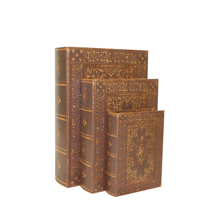 Alcott Hill® Elbdrige 3 Piece Faux Leather Book Box Set | Wayfair