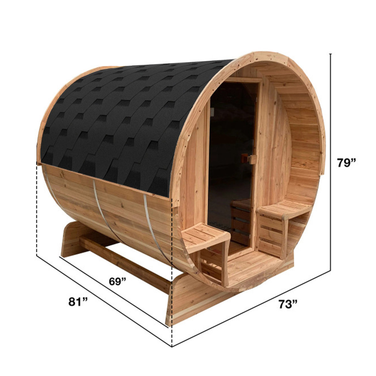 ALEKO Outdoor Rustic Cedar Barrel Steam Sauna - Front Porch Canopy - UL ...