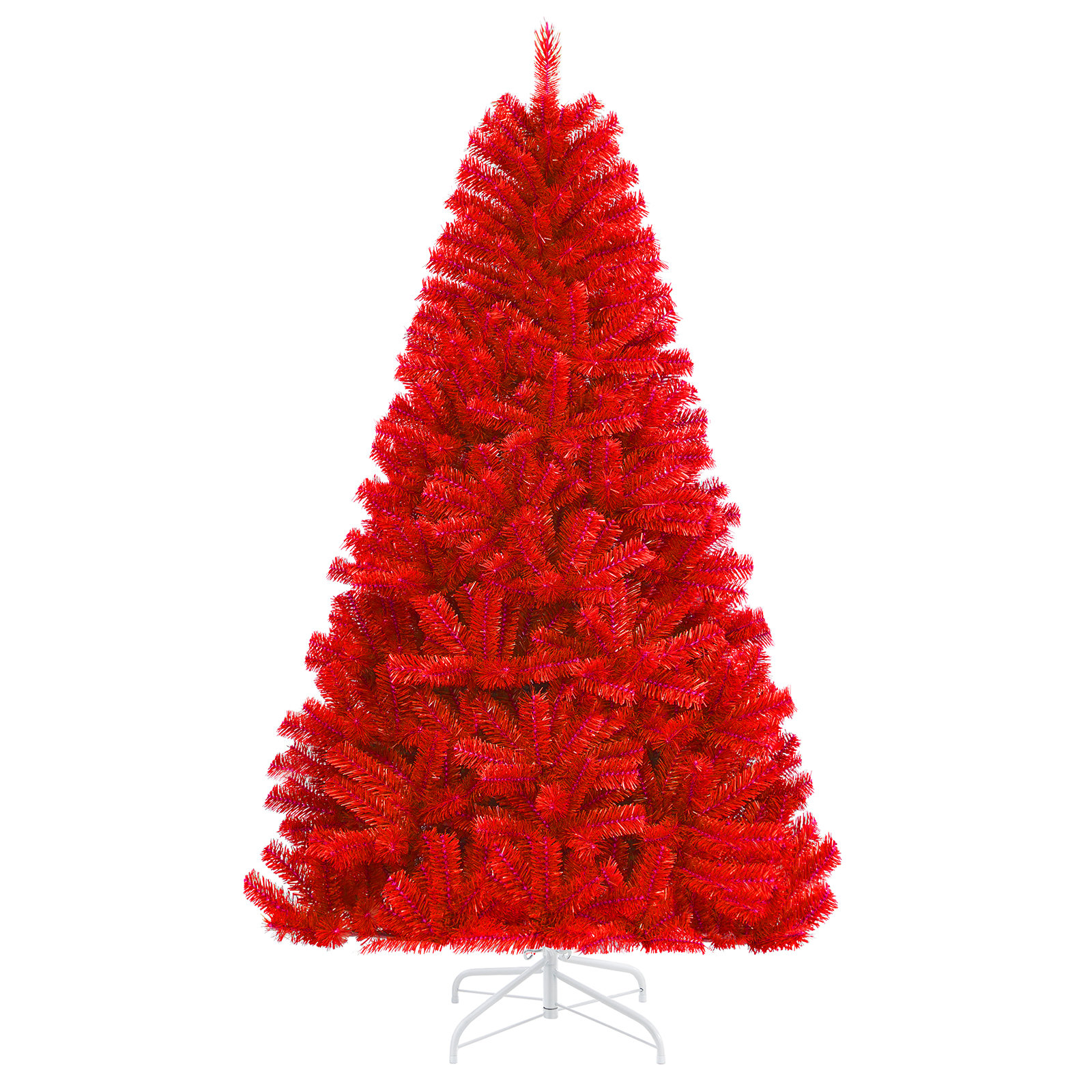 Arlmont & Co 6ft Red Artificial Christmas Tree with Foldable Base | Wayfair