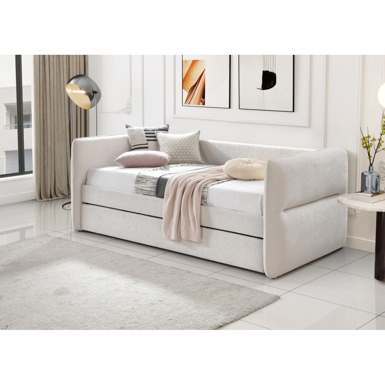 Hokku Designs Luxurious 1Pc Modern Daybed Pull Out Trundle Button ...