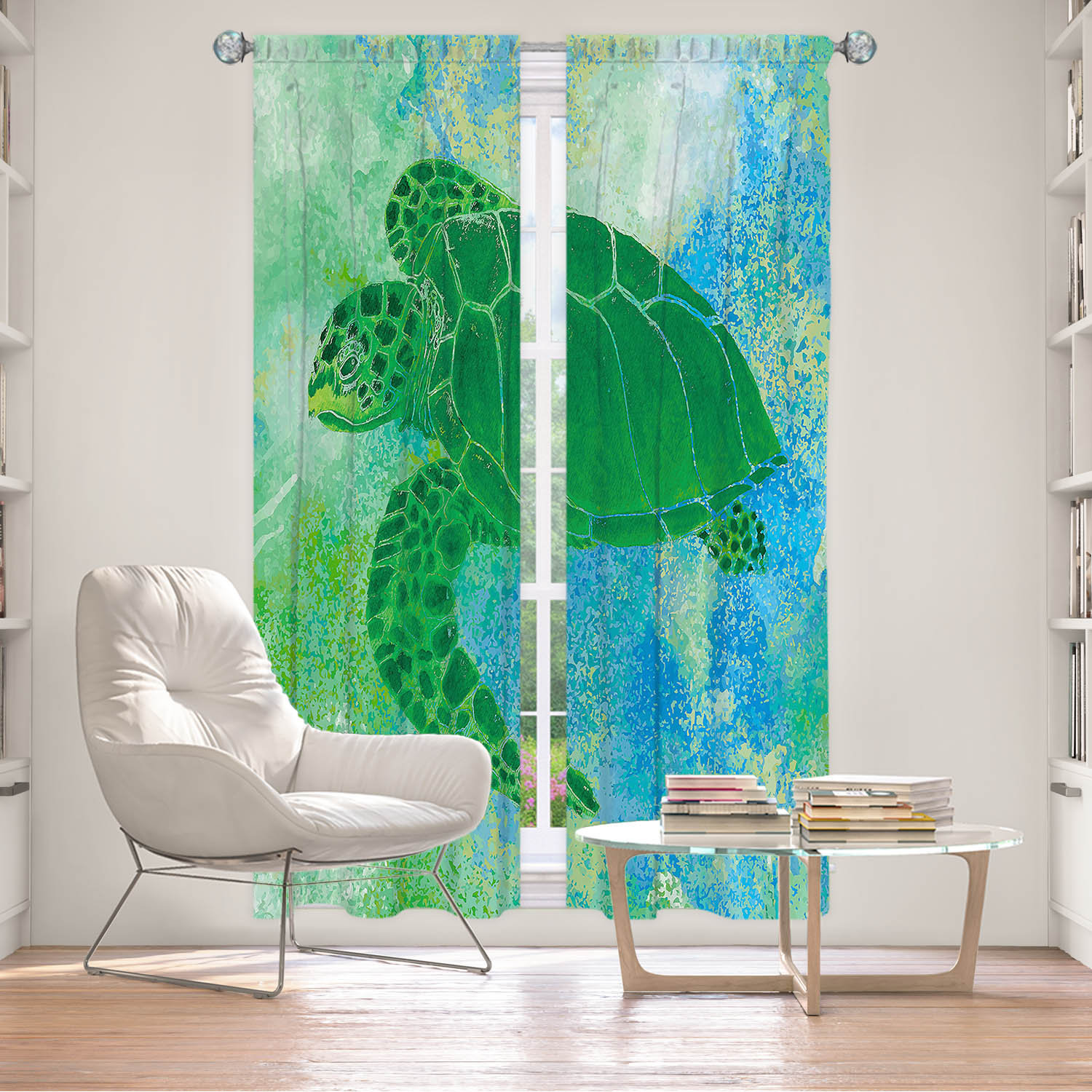 East Urban Home Kelp Sea Turtle Room Darkening Thermal Rod Pocket ...
