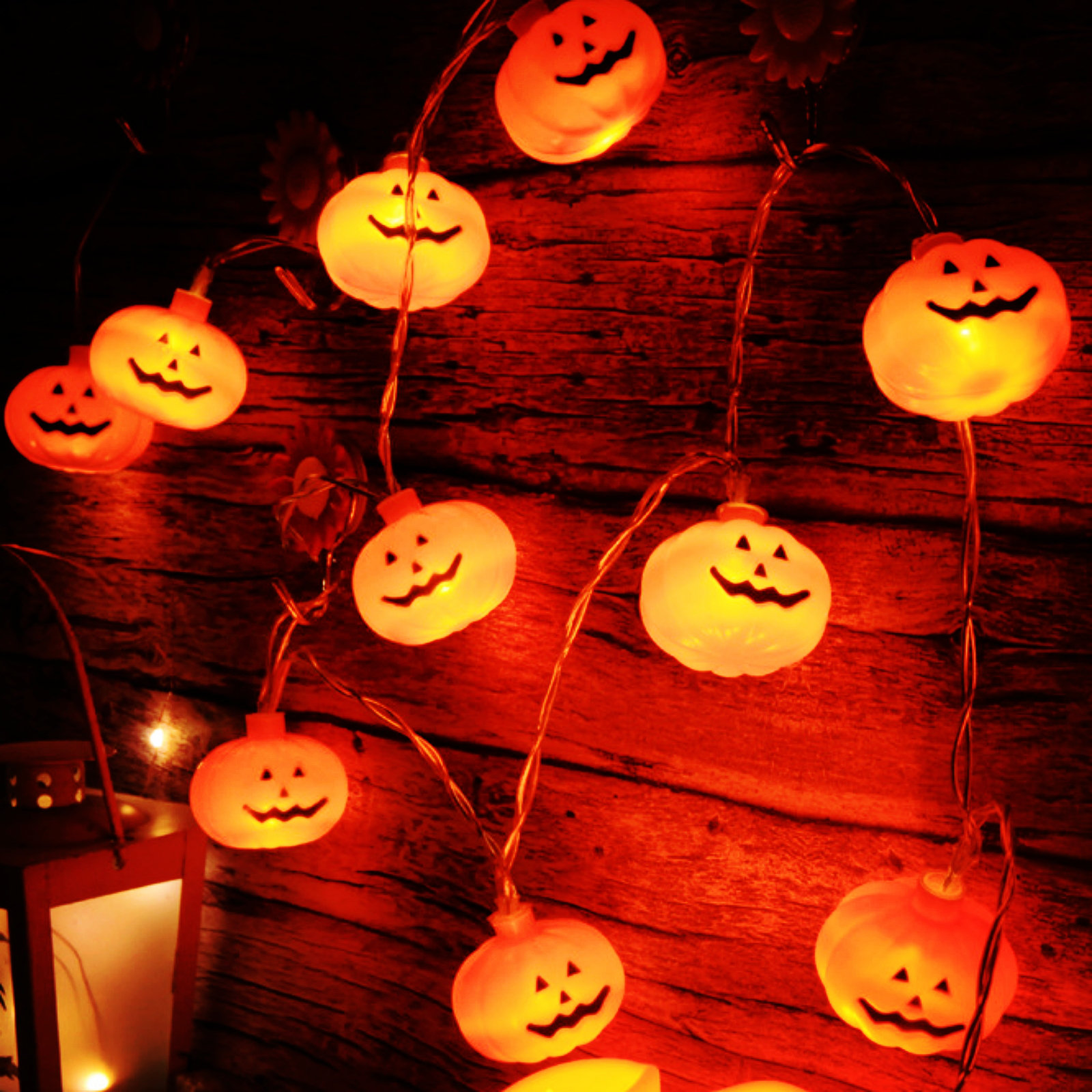 The Holiday Aisle® Halloween Decoration Light String Scary Pumpkin ...