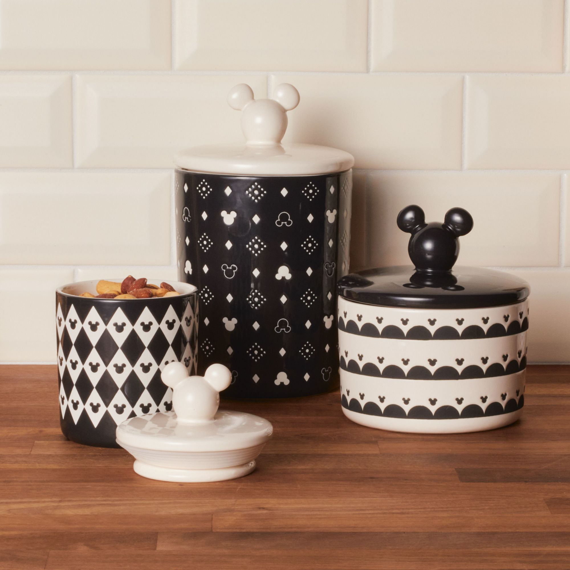 Disney Home Monochrome Ceramic Food Storage Containers / Cookie Jar Set ...