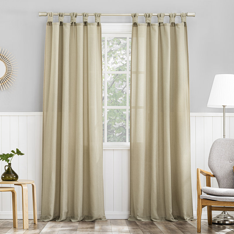 Ebern Designs Diglio Twist Tab Semi-Sheer Tab Top Curtain Panel ...