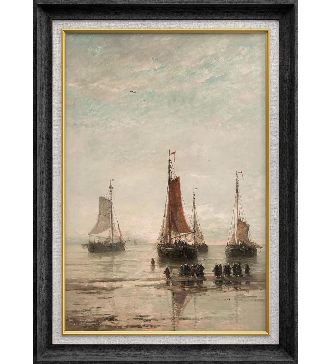 SIGNLEADER Classical Ocean Nautical Boat By The Beach - Picture Frame ...