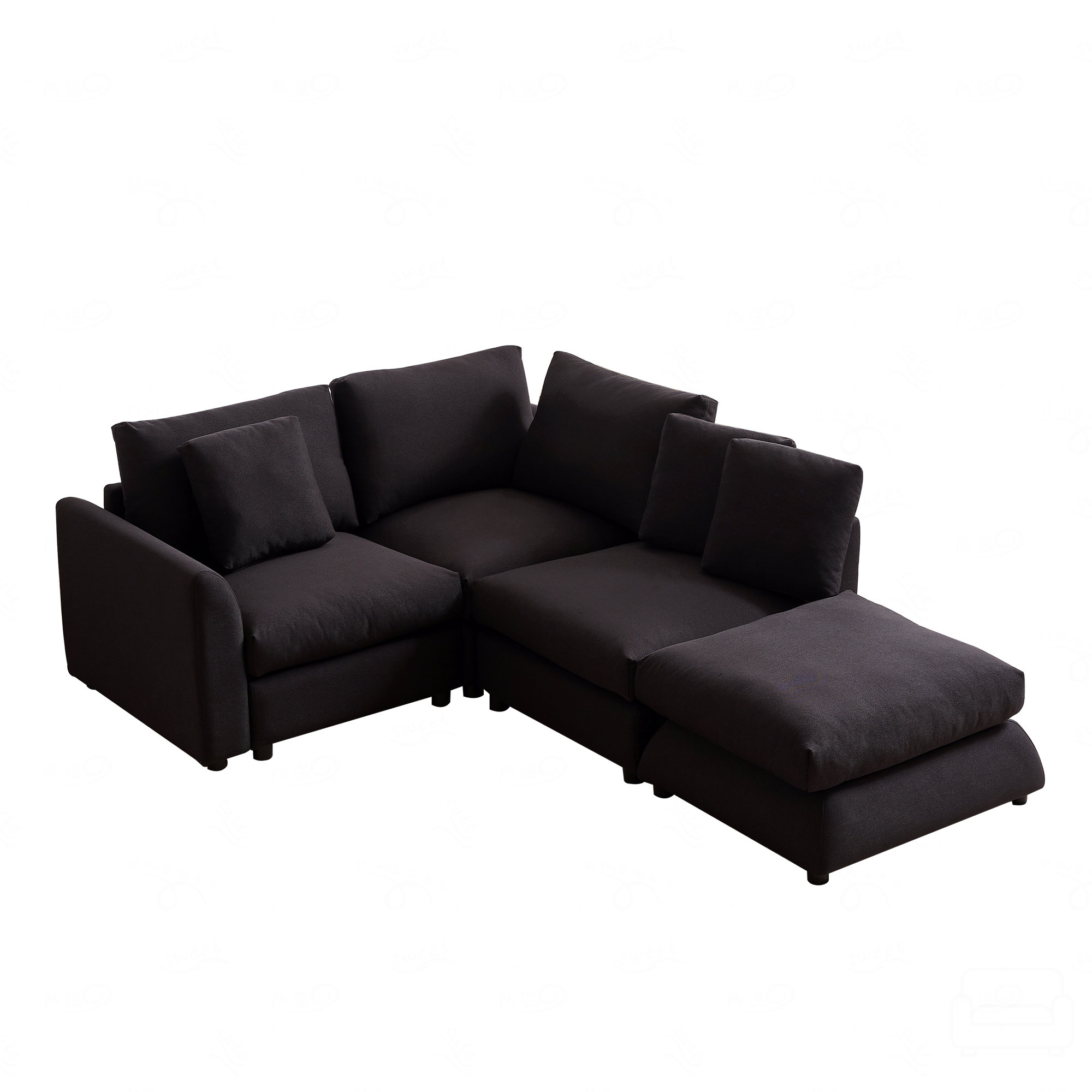 Latitude Run® Combination Sofa Modular Sofa With Ottoman, Plastic Leg ...