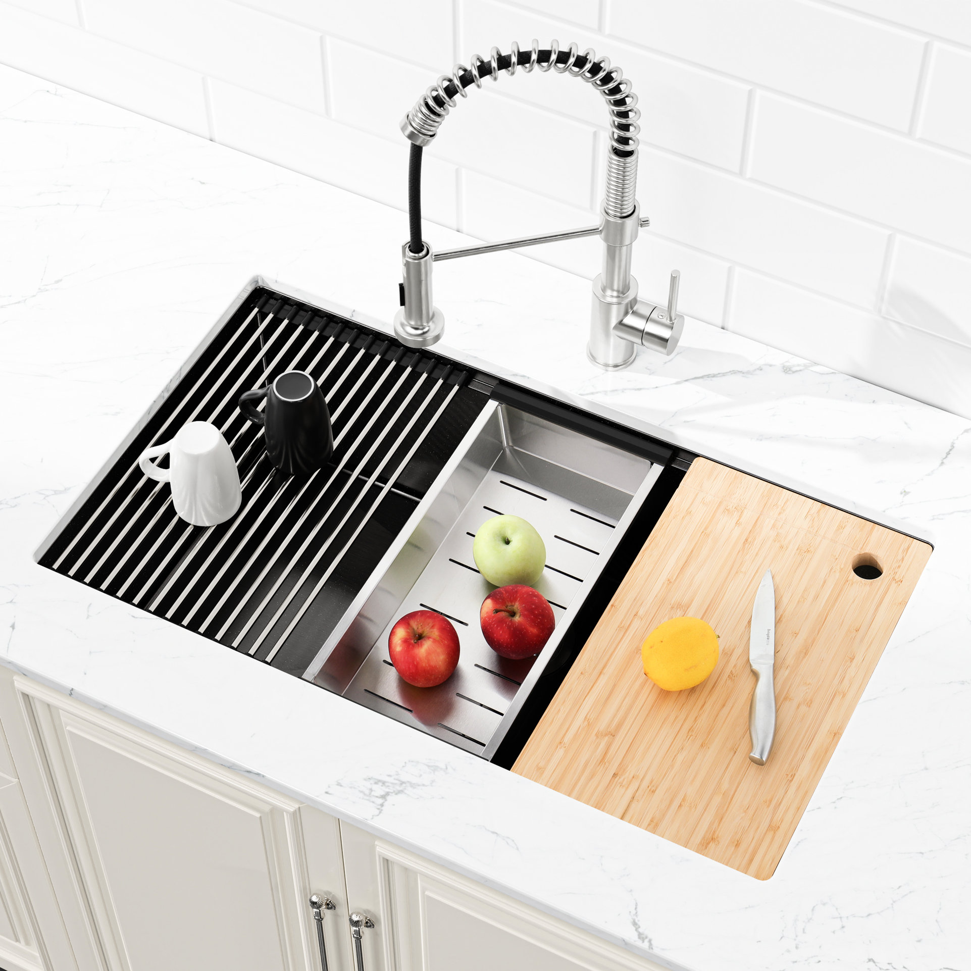 EchoElegance 30"X19" Stainless Steel Undermount Sink, Black With Long ...