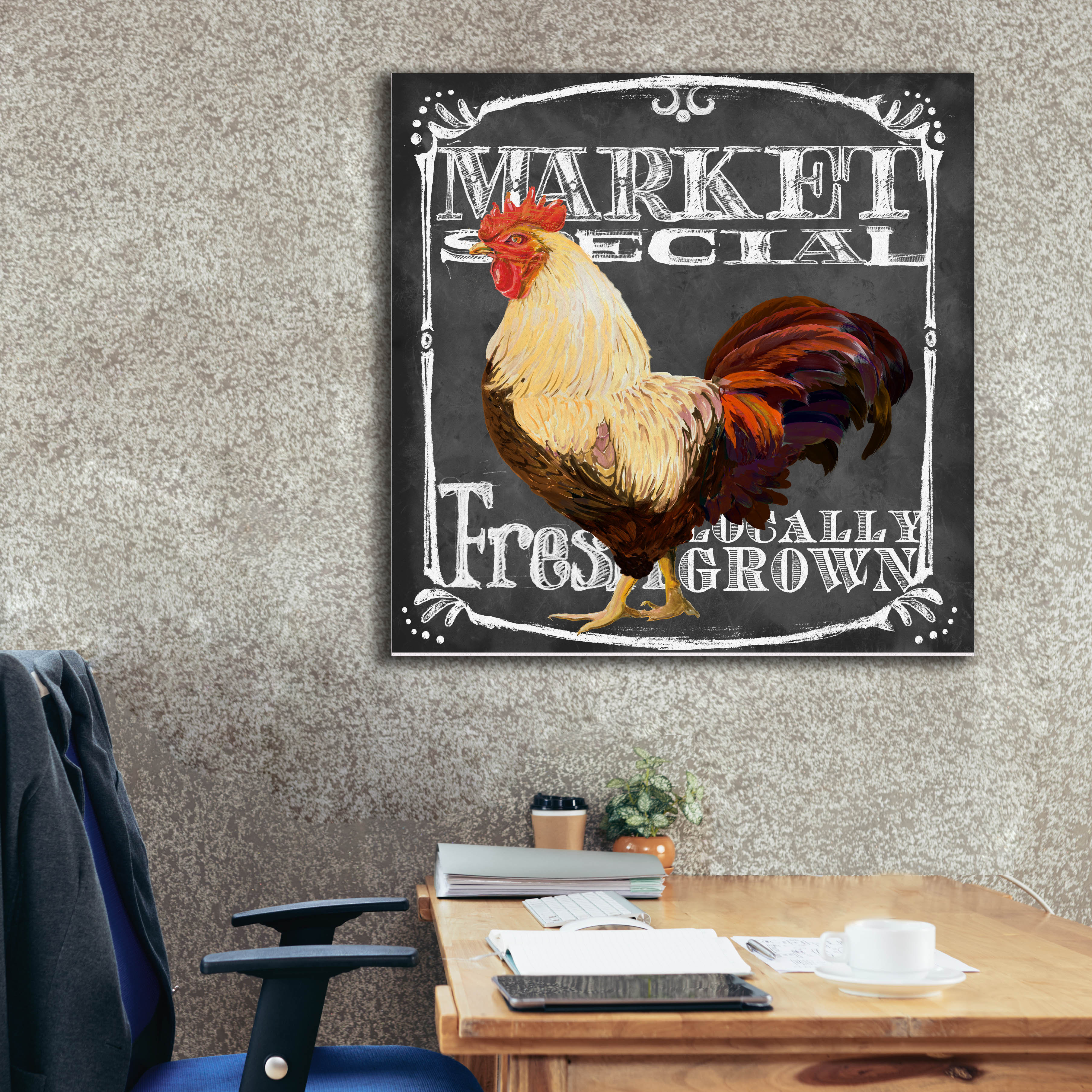 Rosalind Wheeler 'Rooster On Chalkboard 4' by Art Licensing Studio ...