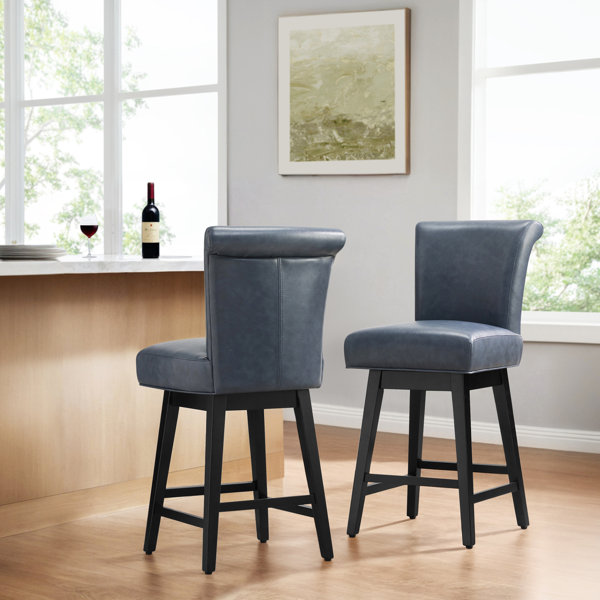 Blue Leather Bar Stools & Counter Stools You'll Love | Wayfair