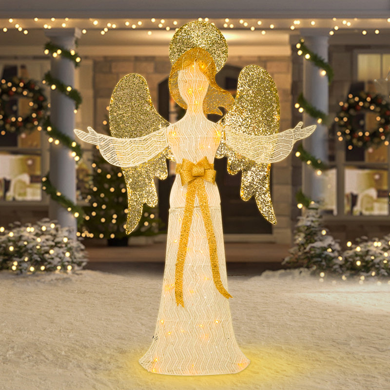 The Holiday Aisle® Christmas Angel Tinsel Outdoor Lighted Pre-lit Led ...