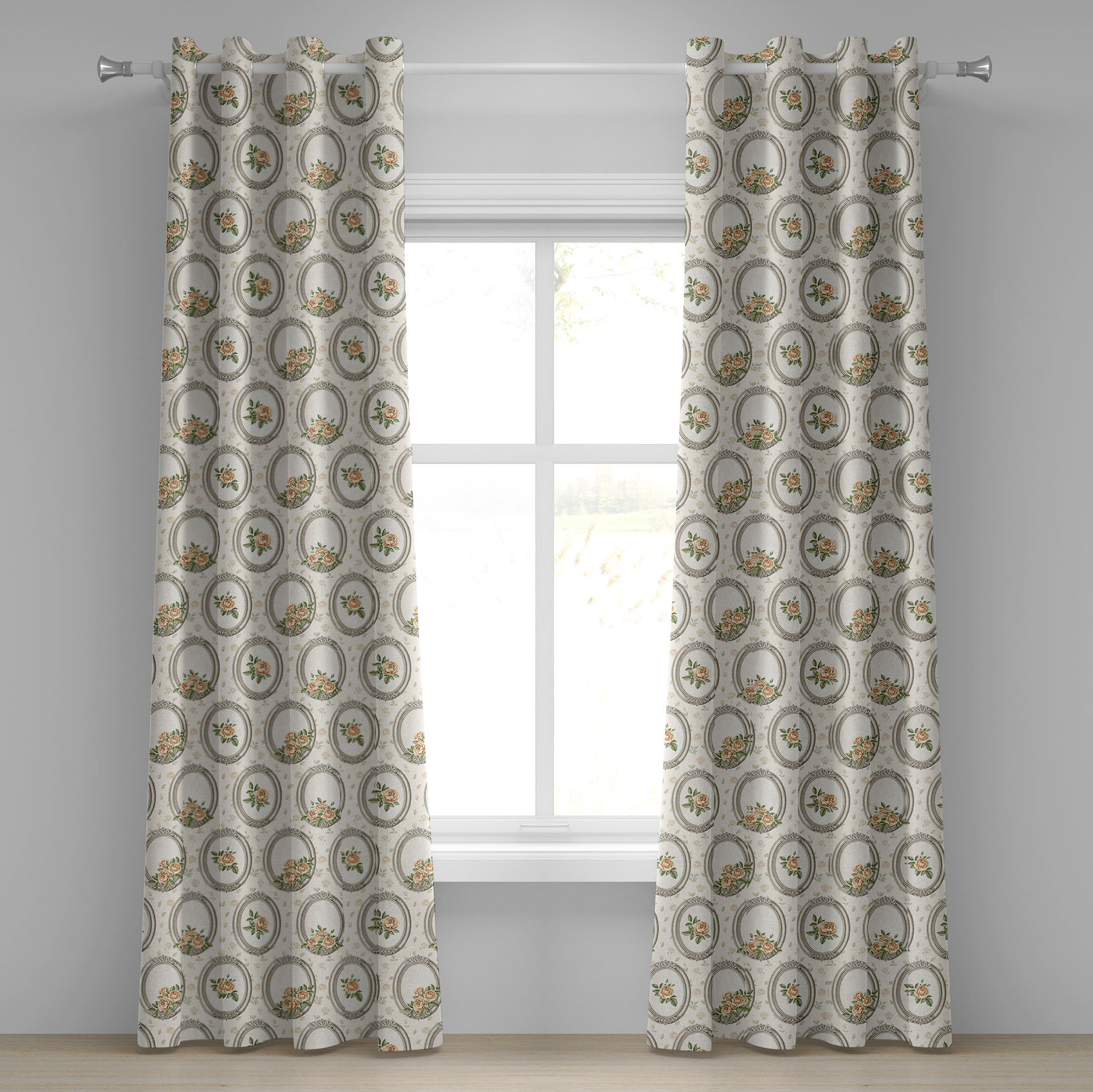 Astoria Grand Floral Grommet Curtain Rose Pattern Vintage Romance ...