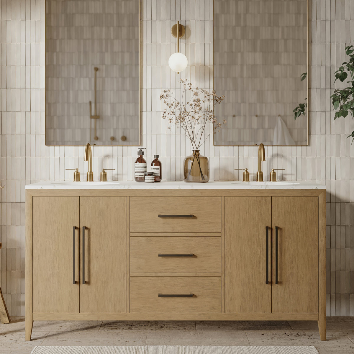 Highbury Furnishings Alsup 66'' Double Bathroom Vanity with Top ...