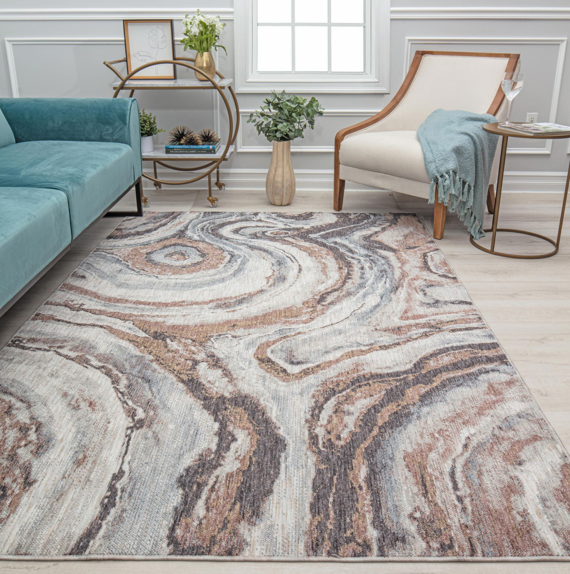 Wrought Studio™ Celestia Contemporary River Reflection Area Rug | Wayfair